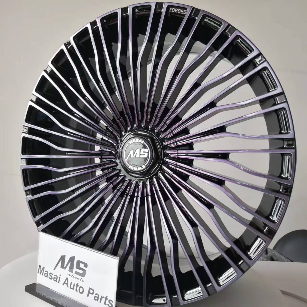 Custom 20x9 Brushed Black Multi spoke Monoblock Forged Wheels - MASAI ...