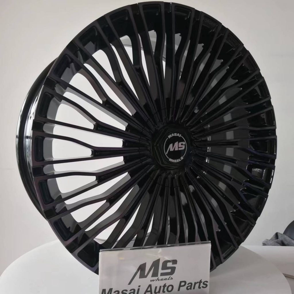 Custom 20x9 Brushed Black Multi spoke Monoblock Forged Wheels - MASAI ...