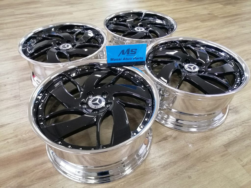 Black Spoke and Polished Barrel Custom 2 Piece Forged Wheel - MASAI Wheels